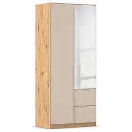 Drehtürenschrank Rauch "Kleiderschrank Schrank Garderobe AGORDO mit Dekor- oder Hochglanzfront" Schränke Gr. B/H/T: 91cm x 210cm x 54cm, 2 St., braun (eiche artisan/champagner) mit Außenschubkästen, in 6 Breiten und 2 Höhen MADE IN GERMANY