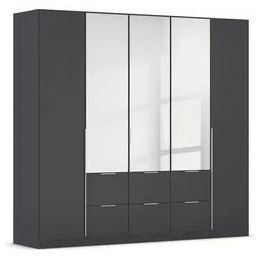 Drehtürenschrank Rauch "Kleiderschrank Schrank Garderobe AGORDO mit Dekor- oder Hochglanzfront" Schränke Gr. B/H/T: 226 cm x 210 cm x 54 cm, 5 St., grau (graumetallic) mit Außenschubkästen, in 6 Breiten und 2 Höhen MADE IN GERMANY