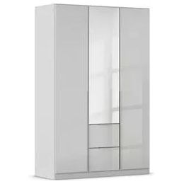 Drehtürenschrank Rauch "Kleiderschrank Kleiderschränke Schrank Garderobe AGORDO mit Glasfront" Schränke Gr. B/H/T: 136 cm x 210 cm x 54 cm, 3 St., grau (seidengrau, glas seidengrau) mit Außenschubkästen, in 6 Breiten und 2 Höhen MADE IN GERMANY