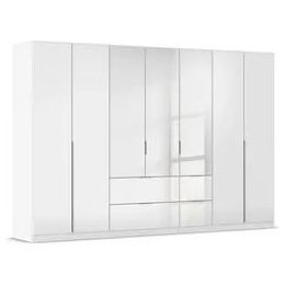 Drehtürenschrank Rauch "Kleiderschrank Kleiderschränke Schrank Garderobe AGORDO mit Glasfront" Schränke Gr. B/H/T: 315cm x 210cm x 54cm, 7 St., weiß (alpinweiß/glas kristallweiß) mit Außenschubkästen, in 6 Breiten und 2 Höhen MADE IN GERMANY