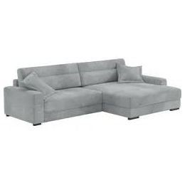 Ecksofa Inosign "Marcello DuraFlex" Sofas Gr. B/H/T: 310cm x 90cm x 184cm, Velours, Bettfunktion links-Recamiere rechts, silberfarben (dolce 14 silver) EasyBett, Bettkasten, Kaltschaumpolsterung, bis 140 kg belastbar