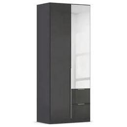 Drehtürenschrank Rauch "Kleiderschrank Schrank Garderobe AGORDO mit Dekor- oder Hochglanzfront" Schränke Gr. B/H/T: 91 cm x 229 cm x 54 cm, 2 St., grau (graumetallic, hochglanz effektgrau) mit Außenschubkästen, in 6 Breiten und 2 Höhen MADE IN GERMANY