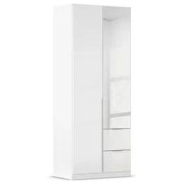 Drehtürenschrank Rauch "Kleiderschrank Schrank Garderobe AGORDO mit Dekor- oder Hochglanzfront" Schränke Gr. B/H/T: 91cm x 229cm x 54cm, 2 St., weiß (alpinweiß/hochglanz weiß) mit Außenschubkästen, in 6 Breiten und 2 Höhen MADE IN GERMANY