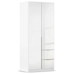 Drehtürenschrank Rauch "Kleiderschrank Kleiderschränke Schrank Garderobe AGORDO mit Glasfront" Schränke Gr. B/H/T: 91cm x 210cm x 54cm, 2 St., weiß (alpinweiß/glas kristallweiß) mit Außenschubkästen, in 6 Breiten und 2 Höhen MADE IN GERMANY