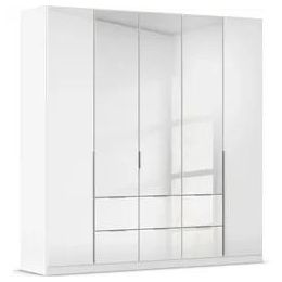 Drehtürenschrank Rauch "Kleiderschrank Kleiderschränke Schrank Garderobe AGORDO mit Glasfront" Schränke Gr. B/H/T: 226cm x 229cm x 54cm, 5 St., weiß (alpinweiß/glas kristallweiß) mit Außenschubkästen, in 6 Breiten und 2 Höhen MADE IN GERMANY