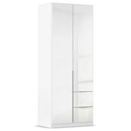 Drehtürenschrank Rauch "Kleiderschrank Kleiderschränke Schrank Garderobe AGORDO mit Glasfront" Schränke Gr. B/H/T: 91cm x 229cm x 54cm, 2 St., weiß (alpinweiß/glas kristallweiß) mit Außenschubkästen, in 6 Breiten und 2 Höhen MADE IN GERMANY