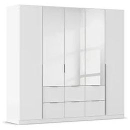 Drehtürenschrank Rauch "Kleiderschrank Schrank Garderobe AGORDO mit Dekor- oder Hochglanzfront" Schränke Gr. B/H/T: 226cm x 210cm x 54cm, 5 St., weiß (alpinweiß) mit Außenschubkästen, in 6 Breiten und 2 Höhen MADE IN GERMANY