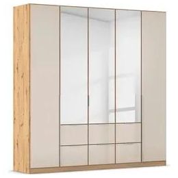 Drehtürenschrank Rauch "Kleiderschrank Kleiderschränke Schrank Garderobe AGORDO mit Glasfront" Schränke Gr. B/H/T: 226cm x 229cm x 54cm, 5 St., beige (eiche artisan/glas champagner) mit Außenschubkästen, in 6 Breiten und 2 Höhen MADE IN GERMANY