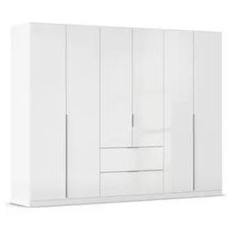 Drehtürenschrank Rauch "Kleiderschrank Schrank Garderobe AGORDO mit Dekor- oder Hochglanzfront" Schränke Gr. B/H/T: 271cm x 210cm x 54cm, 6 St., weiß (alpinweiß/hochglanz weiß) mit Außenschubkästen, in 6 Breiten und 2 Höhen MADE IN GERMANY