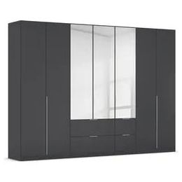 Drehtürenschrank Rauch "Kleiderschrank Schrank Garderobe AGORDO mit Dekor- oder Hochglanzfront" Schränke Gr. B/H/T: 315 cm x 229 cm x 54 cm, 7 St., grau (graumetallic) mit Außenschubkästen, in 6 Breiten und 2 Höhen MADE IN GERMANY