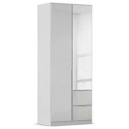 Drehtürenschrank Rauch "Kleiderschrank Kleiderschränke Schrank Garderobe AGORDO mit Glasfront" Schränke Gr. B/H/T: 91cm x 229cm x 54cm, 2 St., grau (seidengrau/glas seidengrau) mit Außenschubkästen, in 6 Breiten und 2 Höhen MADE IN GERMANY