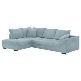 Ecksofa Inosign "Allegro DuraFlex, L-Form" Sofas Gr. B/H/T: 303cm x 86cm x 202cm, Soft clean, Ottomane links, blau (novaclean avanti 14 blue grey) Hochschläfer-Bettauszug, Kaltschaumpolsterung, bis 140 kg belastbar