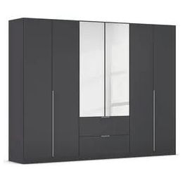 Drehtürenschrank Rauch "Kleiderschrank Schrank Garderobe AGORDO mit Dekor- oder Hochglanzfront" Schränke Gr. B/H/T: 271 cm x 210 cm x 54 cm, 6 St., grau (graumetallic) mit Außenschubkästen, in 6 Breiten und 2 Höhen MADE IN GERMANY