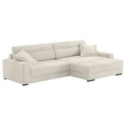 Ecksofa Inosign "Marcello DuraFlex" Sofas Gr. B/H/T: 310cm x 90cm x 184cm, Soft clean, Bettfunktion links-Recamiere rechts, beige (novaclean avanti 4 ecru) EasyBett, Bettkasten, Kaltschaumpolsterung, bis 140 kg belastbar