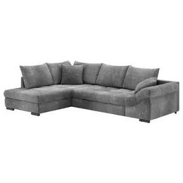 Ecksofa Inosign "Allegro DuraFlex, L-Form" Sofas Gr. B/H/T: 303cm x 86cm x 202cm, Velours, Ottomane links, grau (dolce 16 graphite) Hochschläfer-Bettauszug, Kaltschaumpolsterung, bis 140 kg belastbar