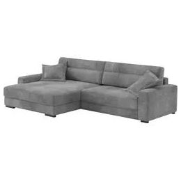 Ecksofa Inosign "Marcello DuraFlex" Sofas Gr. B/H/T: 310cm x 90cm x 184cm, Velours, Bettfunktion rechts-Recamiere links, grau (dolce 16 graphite) EasyBett, Bettkasten, Kaltschaumpolsterung, bis 140 kg belastbar