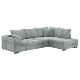 Ecksofa Inosign "Allegro DuraFlex, L-Form" Sofas Gr. B/H/T: 303cm x 86cm x 202cm, Velours, Ottomane rechts, silberfarben (dolce 14 silber) Hochschläfer-Bettauszug, Kaltschaumpolsterung, bis 140 kg belastbar