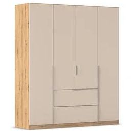 Drehtürenschrank Rauch "Kleiderschrank Schrank Garderobe AGORDO mit Dekor- oder Hochglanzfront" Schränke Gr. B/H/T: 181cm x 210cm x 54cm, 4 St., braun (eiche artisan/champagner) mit Außenschubkästen, in 6 Breiten und 2 Höhen MADE IN GERMANY