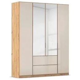 Drehtürenschrank Rauch "Kleiderschrank Kleiderschränke Schrank Garderobe AGORDO mit Glasfront" Schränke Gr. B/H/T: 181cm x 229cm x 54cm, 4 St., beige (eiche artisan/glas champagner) mit Außenschubkästen, in 6 Breiten und 2 Höhen MADE IN GERMANY