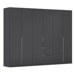 Drehtürenschrank Rauch "Kleiderschrank Schrank Garderobe AGORDO mit Dekor- oder Hochglanzfront" Schränke Gr. B/H/T: 271 cm x 210 cm x 54 cm, 6 St., grau (graumetallic) mit Außenschubkästen, in 6 Breiten und 2 Höhen MADE IN GERMANY