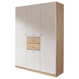 Drehtürenschrank Rauch "Landsberg" Schränke Gr. B/H/T: 136cm x 197cm x 54cm, 4 St., weiß (eiche sonoma/weiß) mit praktischen Türen und Schubkästen