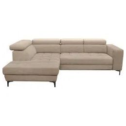 Ecksofa Alina "Valea" Sofas Gr. B/H/T: 274cm x 102cm x 207cm, Struktur TTA, Ottomane links, ausziehbare Liegefläche, grau (graubeige tta 4) mit Rückenlehnenverstellung, wahlweise ausziehbarer Liegefläche