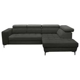 Ecksofa Alina "Valea" Sofas Gr. B/H/T: 274cm x 102cm x 207cm, Struktur TTA, Ottomane rechts, ausziehbare Liegefläche, schwarz (schwarz tta 10) mit Rückenlehnenverstellung, wahlweise ausziehbarer Liegefläche