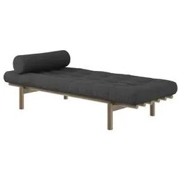 Daybed KARUP DESIGN "Next" Daybetten Gr. Liegefläche B/L: 75cm x 200cm Betthöhe: 37cm, Gewicht bis: 28 kg, Futonmatratze, grau (holzkohle, carob braun lackiert kieferholz) aus massiven Kiefernholz, inkl. Futonmatratze