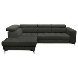 Ecksofa Alina "Valea" Sofas Gr. B/H/T: 274cm x 102cm x 207cm, Struktur TTA, Ottomane links, ausziehbare Liegefläche, schwarz (schwarz tta 10) mit Rückenlehnenverstellung, wahlweise ausziehbarer Liegefläche