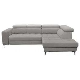 Ecksofa Alina "Valea" Sofas Gr. B/H/T: 300cm x 102cm x 207cm, Struktur TTA, Ottomane rechts, keine ausziehbare Liegefläche, grau (kiesel tta 9) mit Rückenlehnenverstellung, wahlweise ausziehbarer Liegefläche