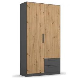 Drehtürenschrank Rauch "StyleUp" Schränke Gr. B/H/T: 91cm x 197cm x 54cm, 2 St., grau (graumetallic) Typ Dark & Wood mit trendigen farblich abgesetzten Griffen