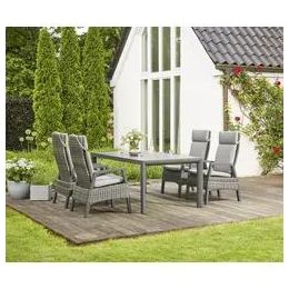 Garten-Essgruppe siena GARDEN "Taranto/Ancona" Sitzmöbel-Sets Gr. B/H/T: 100cm x 109cm x 180cm, grau (matt anthrazit, grau) bestehend aus 4 Move-Sessel, Auflagen und 1 Tisch