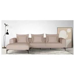 Guido Maria Kretschmer Home & Living Ecksofa GUIDO MARIA KRETSCHMER HOME & LIVING "BENTE L-Form" Sofas Gr. B/H/T: 332cm x 85cm x 175cm, Bouclé, Recamiere links, rosa wahlweise Recamiere links oder rechts, mit schwarzen Metallfüßen