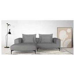 Guido Maria Kretschmer Home & Living Ecksofa GUIDO MARIA KRETSCHMER HOME & LIVING "BENTE L-Form" Sofas Gr. B/H/T: 233cm x 85cm x 172cm, Bouclé, Recamiere links, grau (hellgrau) wahlweise Recamiere links oder rechts, mit schwarzen Metallfüßen