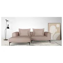 Guido Maria Kretschmer Home & Living Ecksofa GUIDO MARIA KRETSCHMER HOME & LIVING "BENTE L-Form" Sofas Gr. B/H/T: 233cm x 85cm x 172cm, Bouclé, Recamiere links, rosa wahlweise Recamiere links oder rechts, mit schwarzen Metallfüßen