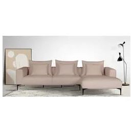 Guido Maria Kretschmer Home & Living Ecksofa GUIDO MARIA KRETSCHMER HOME & LIVING "BENTE L-Form" Sofas Gr. B/H/T: 332cm x 85cm x 175cm, Bouclé, Recamiere rechts, rosa wahlweise Recamiere links oder rechts, mit schwarzen Metallfüßen