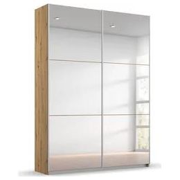 Schwebetürenschrank Rauch "Kleiderschrank Schrank Garderobe REFLECT" Schränke Gr. B/H/T: 131 cm x 210 cm x 59 cm, 2 St., braun (eiche artisan) inkl. praktischer Innenausstattung mit 2 Stoffboxen MADE IN GERMANY