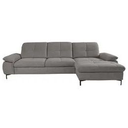 Ecksofa Alina "Melina" Sofas Gr. B/H/T: 274cm x 100cm x 203cm, Struktur TTA, Recamiere rechts, mit Bettfunktion, grau (grau tta 19) In 2 Breiten, Wahlweise mit und ohne Bettfunktion