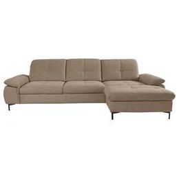 Ecksofa Alina "Melina" Sofas Gr. B/H/T: 274cm x 100cm x 203cm, Struktur TTA, Recamiere rechts, mit Bettfunktion, grau (graubeige tta 4) In 2 Breiten, Wahlweise mit und ohne Bettfunktion