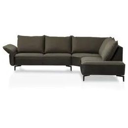 Ecksofa Trendmanufaktur "Glamour, aktuelle Formensprache, L-Form, mit hochwertigem Kaltschaum" Sofas Gr. B/H/T: 313cm x 86cm x 232cm, Samtoptik-Struktur grob, langer Schenkel links, grün (rain forest, mayfly) höhenverstellbarer Armlehne, Wendekissen für tollem Sitzkomfort