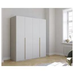 Drehtürenschrank Rauch "Skat Glamour" Schränke Gr. B/H/T: 201cm x 235cm x 63cm, 4 St., grau (seidengrau) goldene Griffstange und umfangreiche Innenausstattung