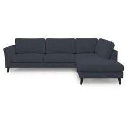 Ecksofa Home Affaire "Gröde, L-Form" Sofas Gr. B/H/T: 278cm x 88cm x 202cm, Flachgewebe, Ottomane rechts, blau extra weicher Sitzkomfort