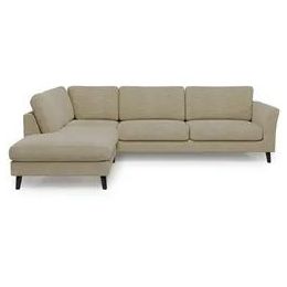 Ecksofa Home Affaire "Gröde, L-Form" Sofas Gr. B/H/T: 278cm x 88cm x 202cm, Flachgewebe, Ottomane links, braun (latte) extra weicher Sitzkomfort