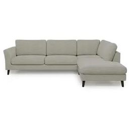 Ecksofa Home Affaire "Gröde, L-Form" Sofas Gr. B/H/T: 278cm x 88cm x 202cm, Flachgewebe, Ottomane rechts, beige (sand) extra weicher Sitzkomfort