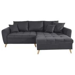 Ecksofa Home Affaire "Blackburn II, L-Form" Sofas Gr. B/H/T: 246cm x 90cm x 170cm, Luxus-Microfaser Lederoptik, Recamiere rechts, grau (graphit) Mit Kaltschaumpolsterung bis 140 kg belastbar