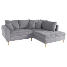 Ecksofa Home Affaire "Blackburn II, L-Form" Sofas Gr. B/H/T: 224cm x 90cm x 191cm, Luxus-Microfaser weich, Ottomane rechts, grau (melange) Mit Kaltschaumpolsterung bis 140 kg belastbar