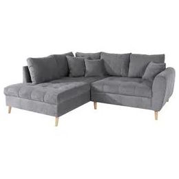 Ecksofa Home Affaire "Blackburn II, L-Form" Sofas Gr. B/H/T: 224cm x 90cm x 191cm, Luxus-Microfaser weich, Ottomane links, grau Mit Kaltschaumpolsterung bis 140 kg belastbar