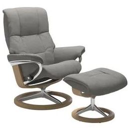 Relaxsessel stressless "Mayfair" Sessel Gr. ROHLEDER Stoff Q2 FARON, Signature Base Eiche, Relaxfunktion-Drehfunktion-PlusTMSystem-Gleitsystem-BalanceAdaptTM, B/H/T: 92cm x 103cm x 79cm, grau (grau q2 faron) mit Hocker, Signature Base, Größe S, M & L, Gestell Eiche