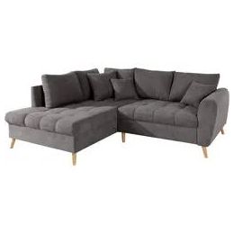 Ecksofa Home Affaire "Blackburn II, L-Form" Sofas Gr. B/H/T: 224cm x 90cm x 191cm, Struktur fein, Ottomane links, grau (anthrazit) Mit Kaltschaumpolsterung bis 140 kg belastbar