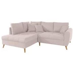 Ecksofa Home Affaire "Blackburn II, L-Form" Sofas Gr. B/H/T: 224cm x 90cm x 191cm, Luxus-Microfaser Lederoptik, Ottomane links, grau (taupe) Mit Kaltschaumpolsterung bis 140 kg belastbar